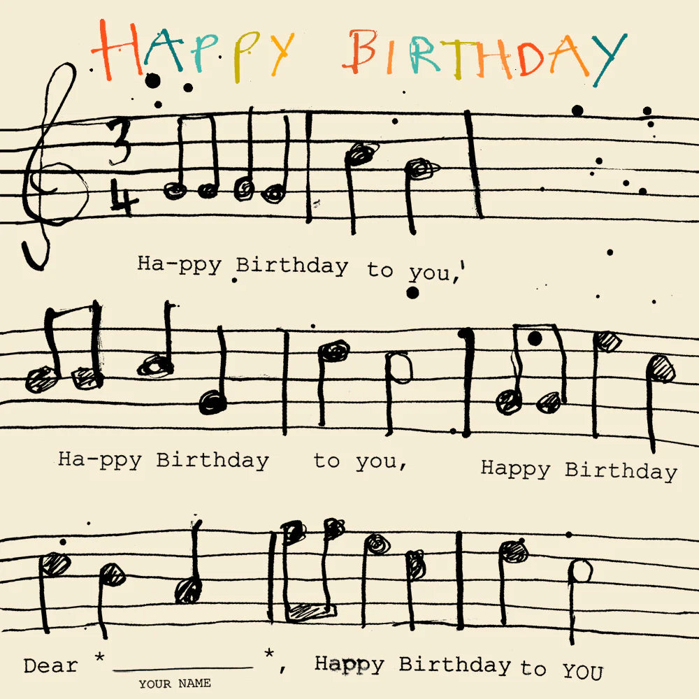 Musical notes Happy Birthday - greetings card – Whynot Gallery