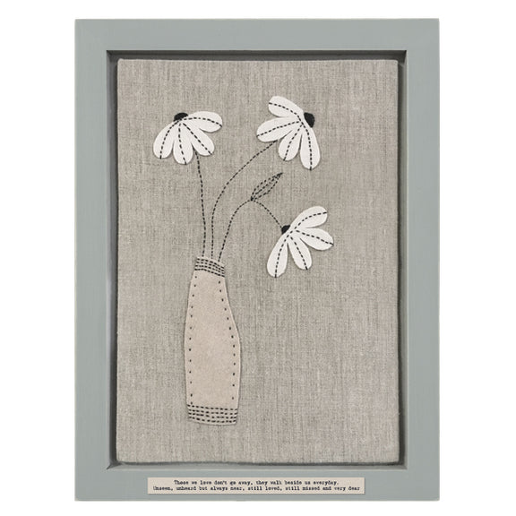 Large handstitched picture in grey wooden frame – Whynot Gallery